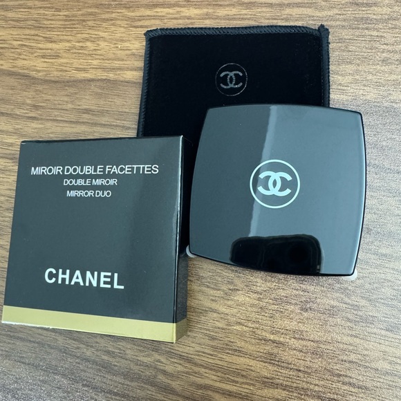 CHANEL | Accessories | Chanel Black Double Mirror Compact | Poshmark